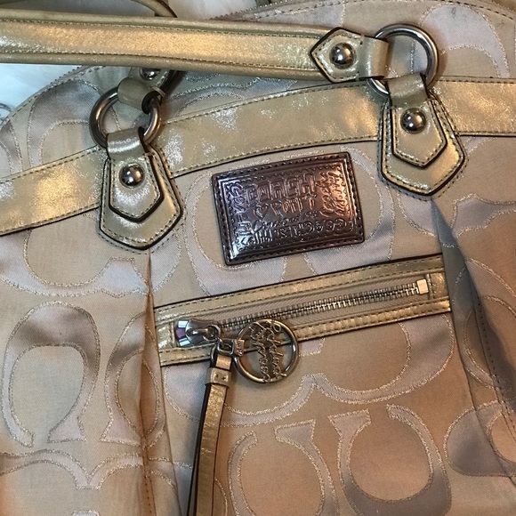 Coach | Bags | Coach Poppy Signature Lurex Highlight Lt Kh Bag | Poshmark
